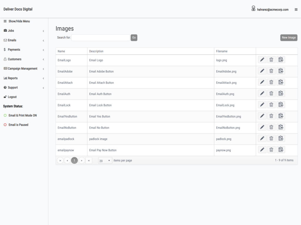 Control Panel – Deliver Docs Digital